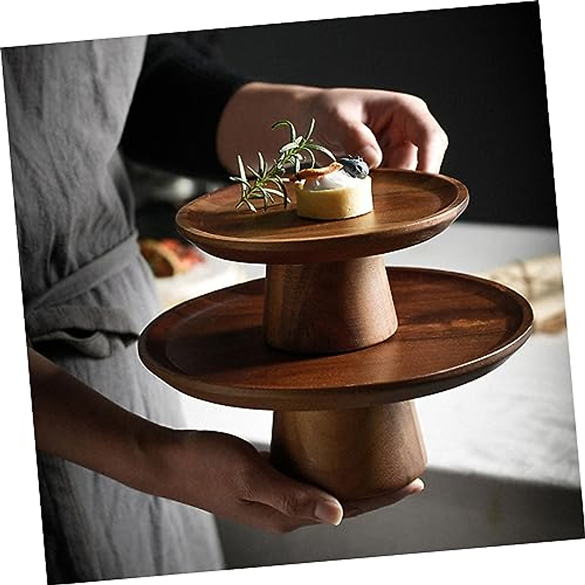 GRIRIW Tall Cake pan Wood Serving Tray Wood Tray Trays for Coffee Table Christmas Display Tower Rustic Cake Plate Cupcake Stand Coffee Table Plate Organizer Trays Candy nut Tray Food