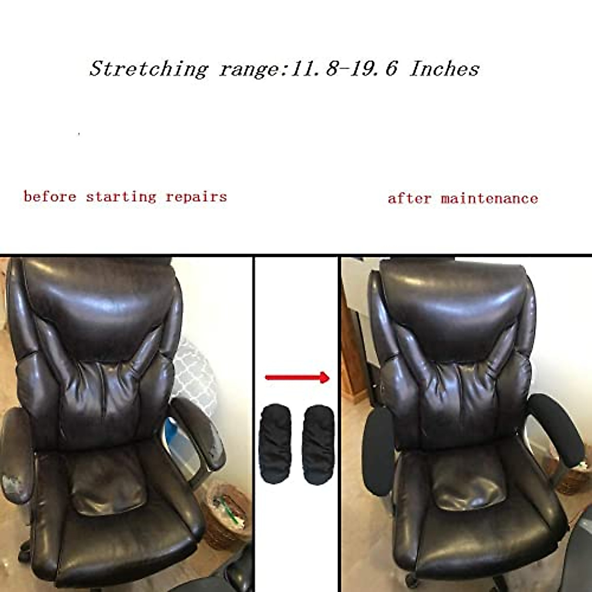 Ousicas Chair Arm Pad Covers Overs,Removable Washable Office Chair Armrest Covers Pads (Black)