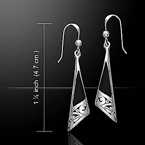 Jewelry Trends Sterling Silver Created Black Onyx Filigree Long Dangle Earrings