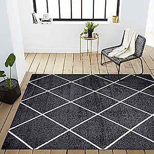 JONATHAN Y SEU102A-8 Cole Minimalist Diamond Trellis Indoor Area-Rug Modern Contemporary Casual Easy-Cleaning Bedroom Kitchen Living Room Non Shedding, 8 X 10, Black/White