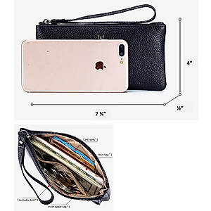 Genuine Leather Touch Screen Phone Clutch Bag Wristlet Handbag Wallet for Women Girls (Green)