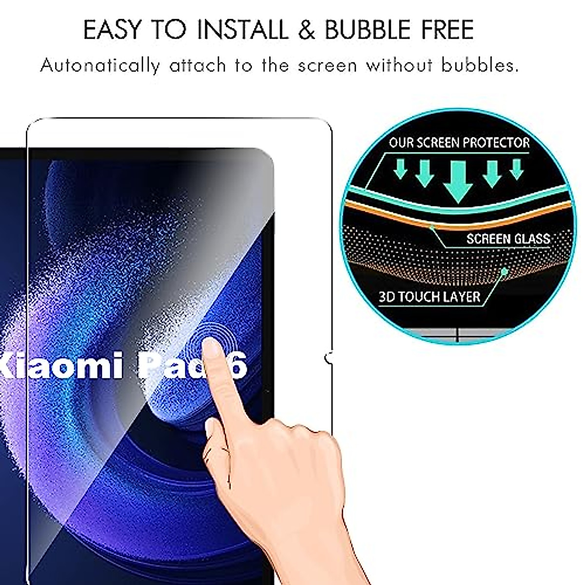 Suttkue for Xiaomi Pad 6/6 Pro 11.00 inch Screen Protector＆Camera Lens Protector,9H Hardness, Anti-Scratch, Tempered Glass flim, Case Friendly, Anti-Fingerprint,Anti-Scratch,(2+2PACK)