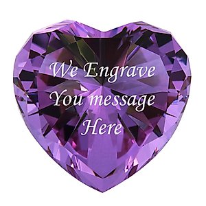 Crystal Diamond heart free Engraved Paperweight (PURPLE) Crystal diamond decoration, crystal gem,Diamond heart shaped decoration paperweight