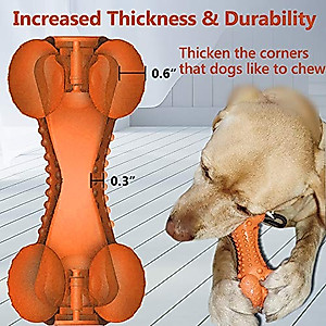 SCHITEC Squeaky Dog Chew Toy, Tough Durable Natural Rubber Bone with Toothbrush, Indestructible for Aggressive Chewers Large Medium Breed Teeth Cleaning