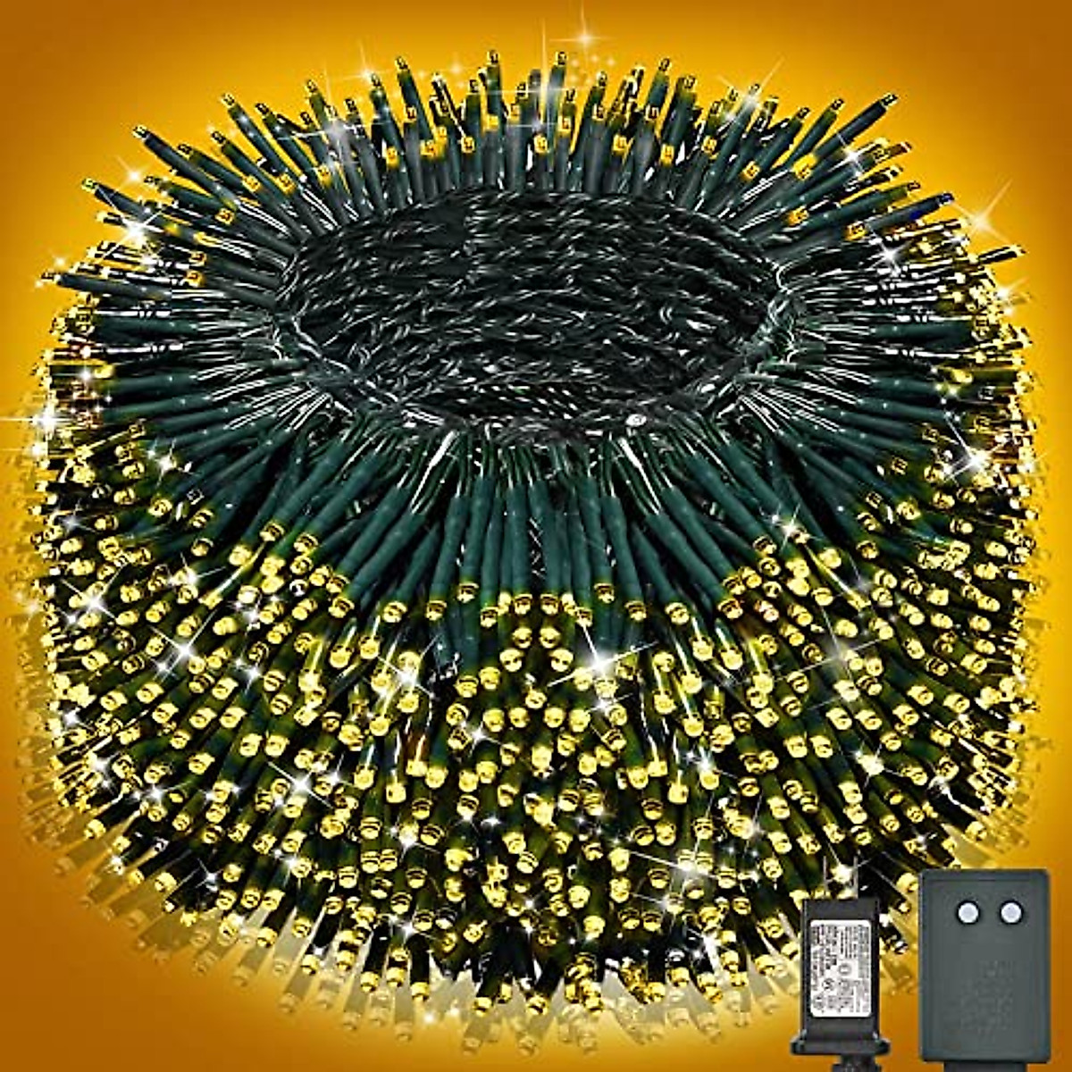 MWYYYJ 1120LED Cluster Christmas Lights Indoor String Lights Warm White 8 Modes Waterproof Christmas Tree Fairy Lights Patio Garden Party Wedding Holiday Decoration UL Certified