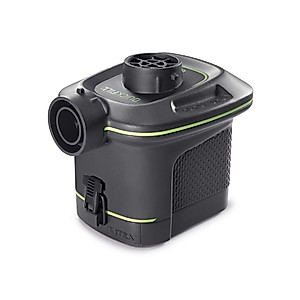 INTEX 66638E QuickFill Battery Pump: Inflates and Deflates Air Mattresses, Kayaks, Boats – Includes 3 Interrconnecting Nozzles – Sleek and Compact Design – 420 L/Min Air Flow – Indoor and Outdoor Use
