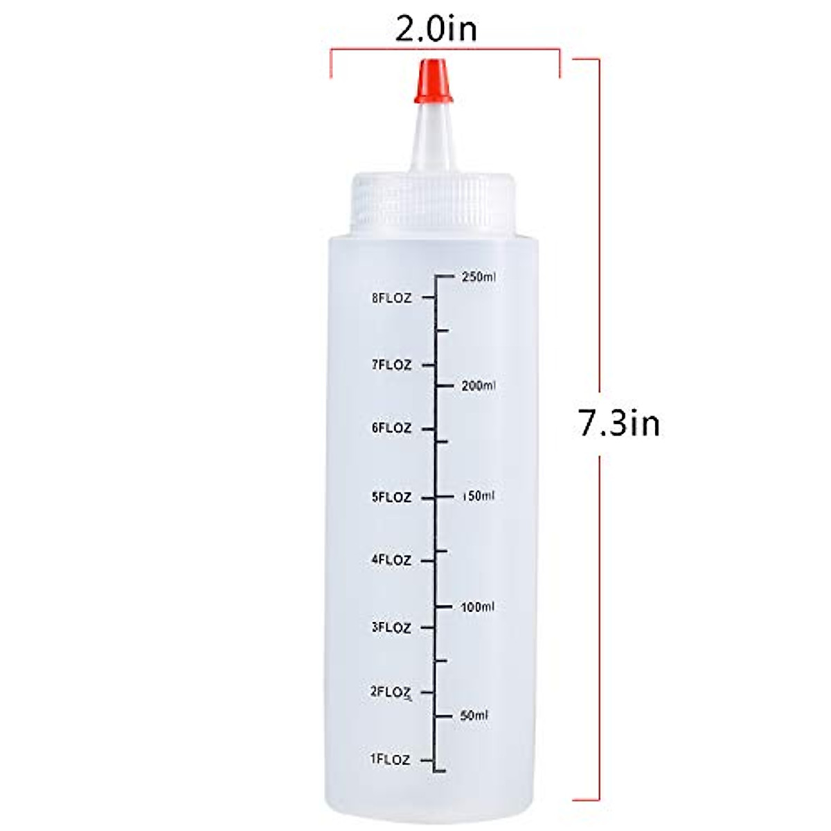 Squeeze Bottle, Shekure 12Pcs 8 Oz Premium Food Grade Plastic Bottles with Squeeze Top Caps for Icing Cookie Decorating Sauces Condiments Arts Crafts BPA Free