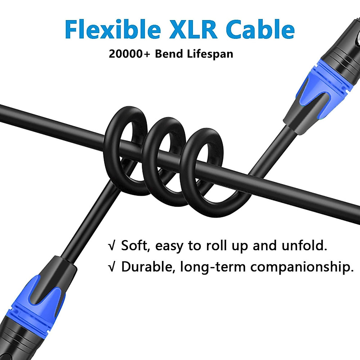 AQOOL XLR Cable 25ft 4 Pack, XLR Male to Female 3-Pin Microphone Cables, Premium Balanced Mic Cables XLR Speaker Cable 25 Feet