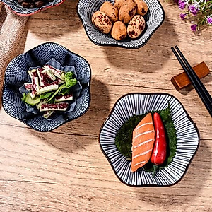 Whitenesser Black Soy Sauce Dishes,Ceramic Sauce Cups Dipping Sauce Bowls Set of 4 Serving Soy Sauce, Cold Dish (B)