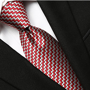KissTies Plaid Necktie Checked Extra Long Tie in Gift Box, Red Silver Grey (63'' XL)