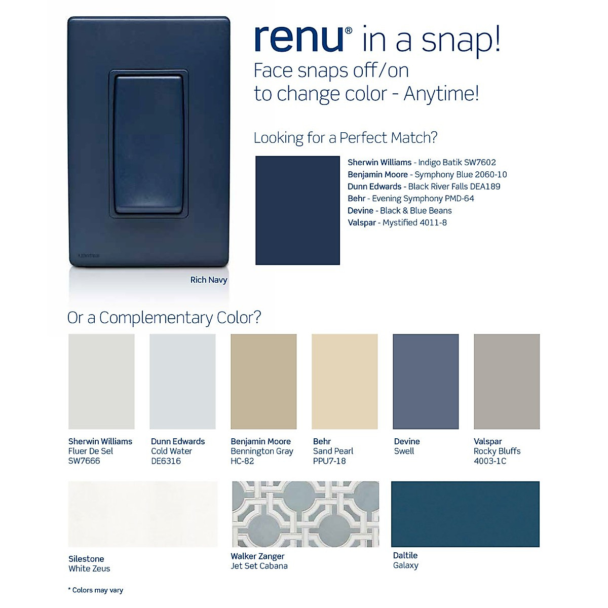 Leviton Renu Dimmer Switch Companion for Multi-Location Dimming, RE00R-RN, Rich Navy