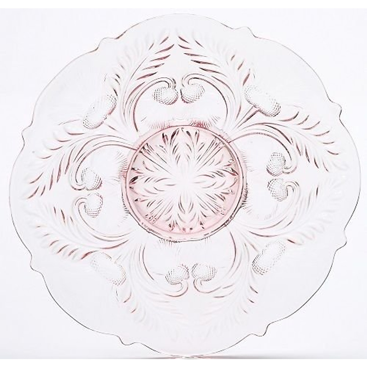 Large Serving Platter Plate - Inverted Thistle - Mosser Glass - USA (Rose Pink)
