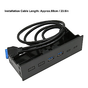 5.25 Inch Front Panel, PC Multifunction Media Dashboard, USB 3.0 to 19 Pin Metal Optical Drive Bay 2 Port USB Hub for PC Computer Case