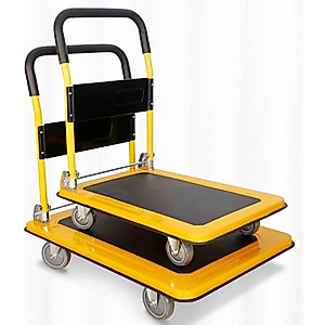 Platform Truck Platform Truck Steel Flat Handtruck Load 440lbs Folding Push Cart with 4 Wheel Moving Dolly Cart Portable Flat Bed Wagon Reliable
