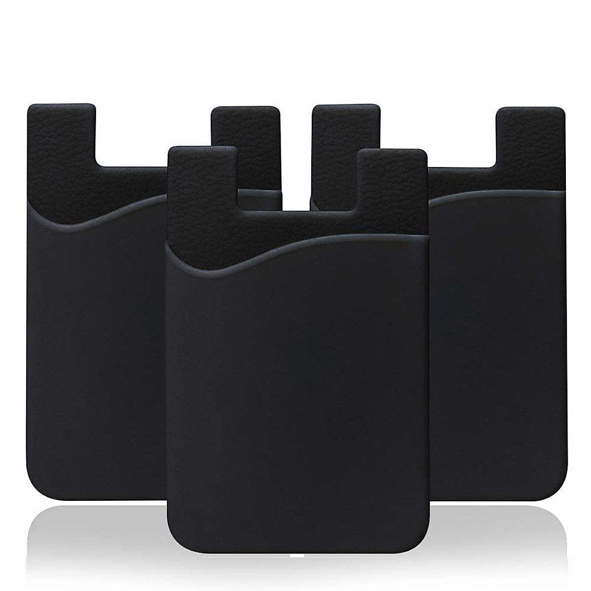 YWXTW Cell Phone Wallet, Silicone 3M Adhesive Stick-on Wallet for Credit Card, Ultra-Slim Id Holder Wallet Pouch Sleeve Pocket for Smartphones (iPhone/Android/Sumsung Galaxy) (3 Pack Black)