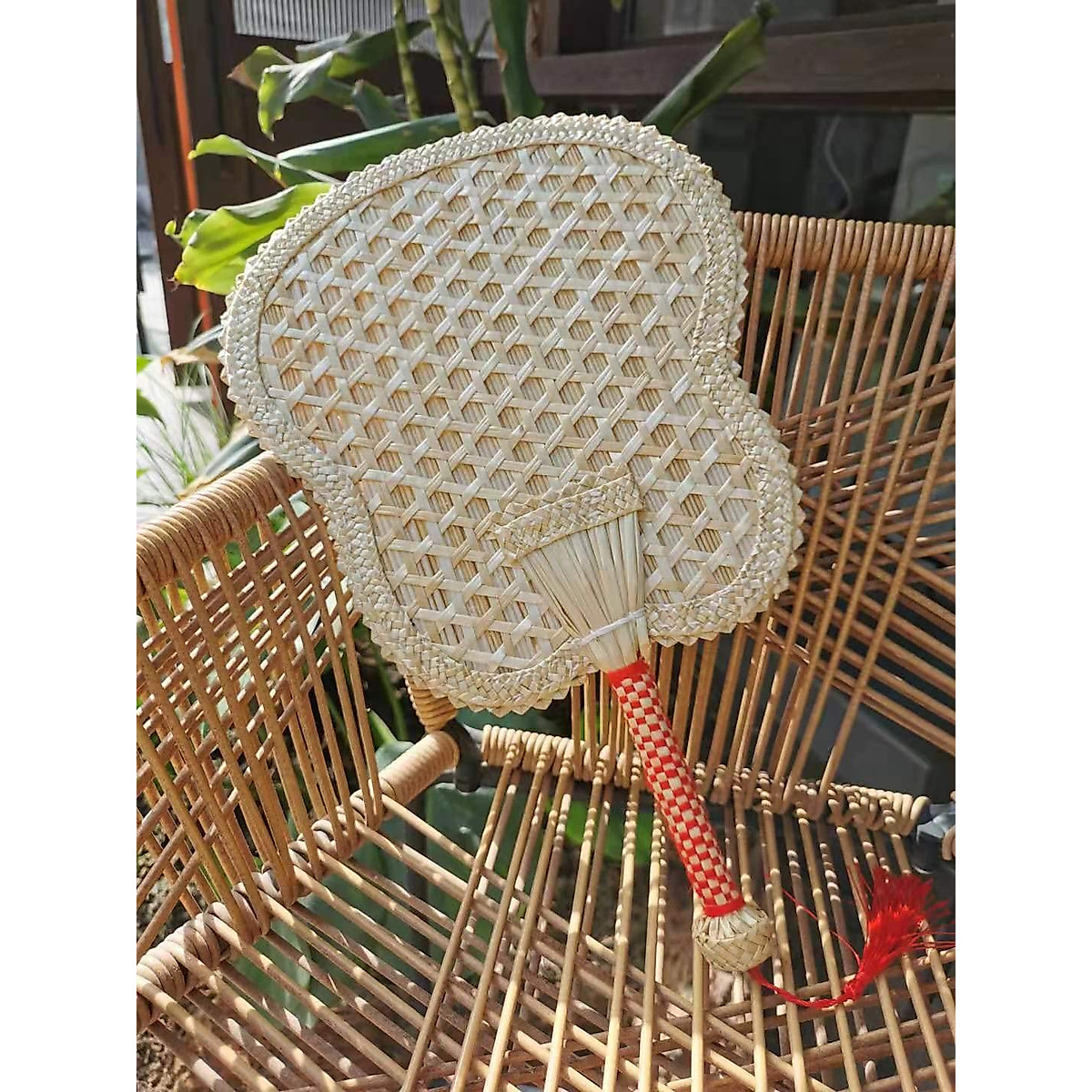 Kailinst Hand Woven Fan,Folding Hand Fan,Wheat Straw Hand Fan,Manual Fan,Hand Fans Women Foldable,Suitable for Summer,Barbecue,Decoration(7.7" Plantain Fan)