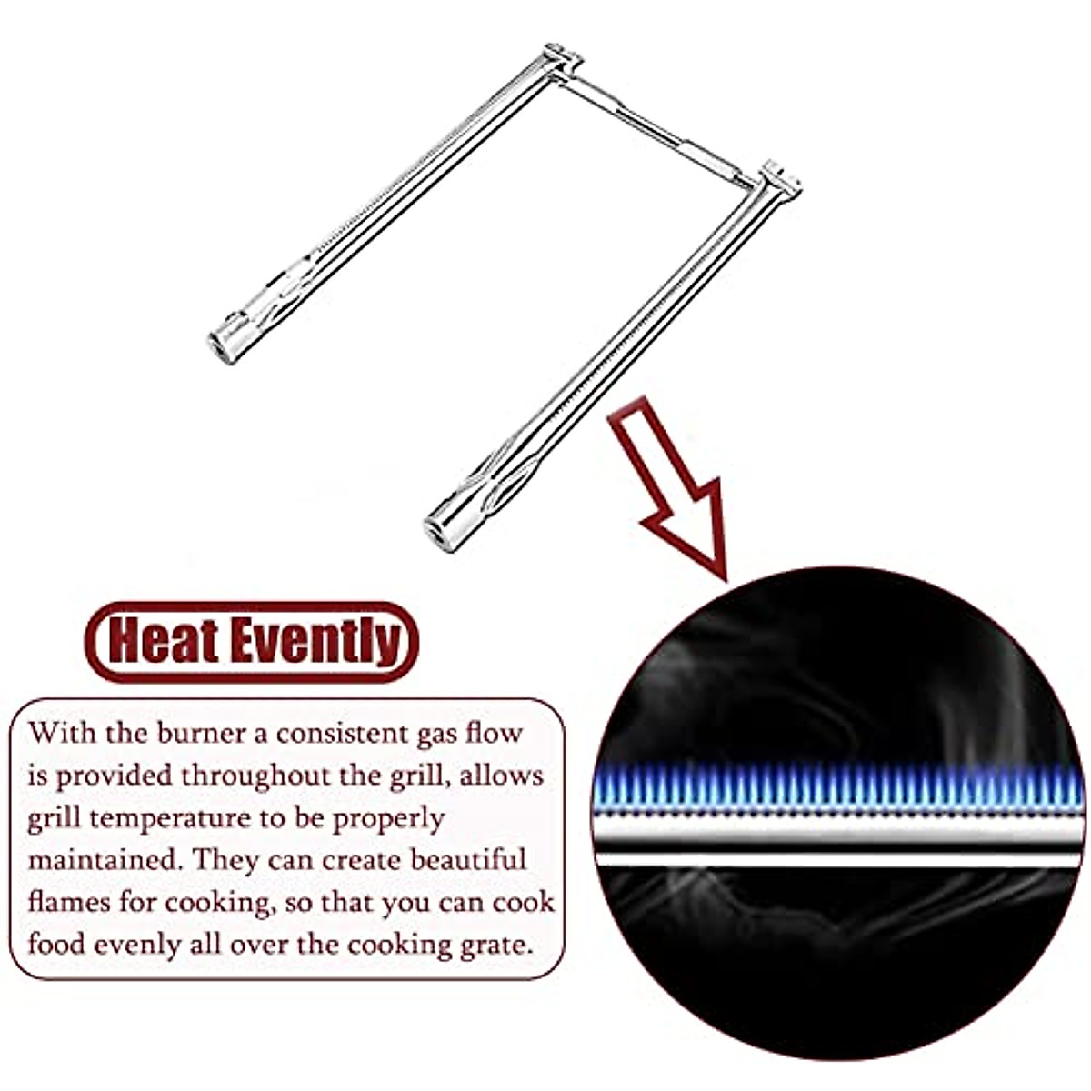 QuliMetal 69785 Grill Burner and 7637 Cooking Grates for Weber Spirit 200 and Spirit II 200, Spirit E-210, E-220, Spirit S-210, S-220, Spirit II 200 Series Gas Grills