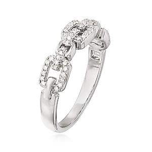 Ross-Simons 0.15 ct. t.w. Diamond Paper Clip Link Ring in Sterling Silver. Size 5