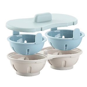 Microwave Egg Poacher BPA Double Egg Poacher Egg Cooker Dishwasher Safe Dual Caves High Capacity Design Microwave Poached Egg Steamer