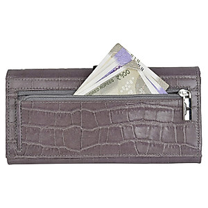 URBAN FOREST Danny Leather Wallet for Women, Grey/Black, Contemporary