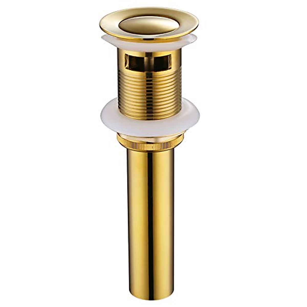 Bathroom Sink Drain Gold, Angle Simple Brass Pop Up Drain, Vanity Sink Stopper Drain Assembly, with Overflow