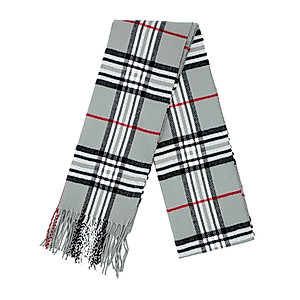 Achillea Classic Plaid Check Cashmere Feel Winter Scarf (Classic Grey Plaid)