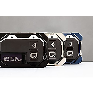 QUIQLITE TAQTracker, Slim Bluetooth Tracking Locator Wallet with Rechargeable LED Flashlight, Safety Strobe and Multi-Tool- Blue/Black