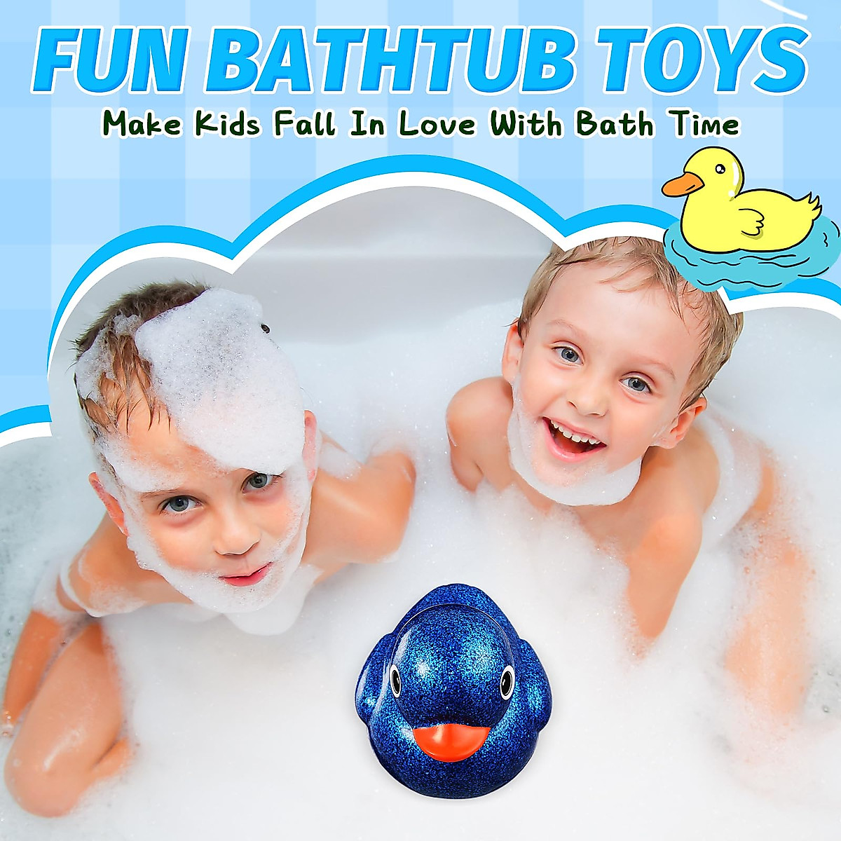 Honoson 6.89 Inch Giant Glitter Rubber Duck Big Glitter Rubber Duck Large Sparkly Duckling Bath Toy with Squeaky Sound for Summer Baby Shower Birthday Party Favor Gift(Purple)