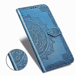 LEMAXELERS Redmi Note 9 Pro Case PU Leather Phone Case Mandala Embossed Wallet Flip Shockproof Protective with Stand Card Holder Cover for Xiaomi Redmi Note 9S / Note 9 Pro Max. Mandala Blue SD
