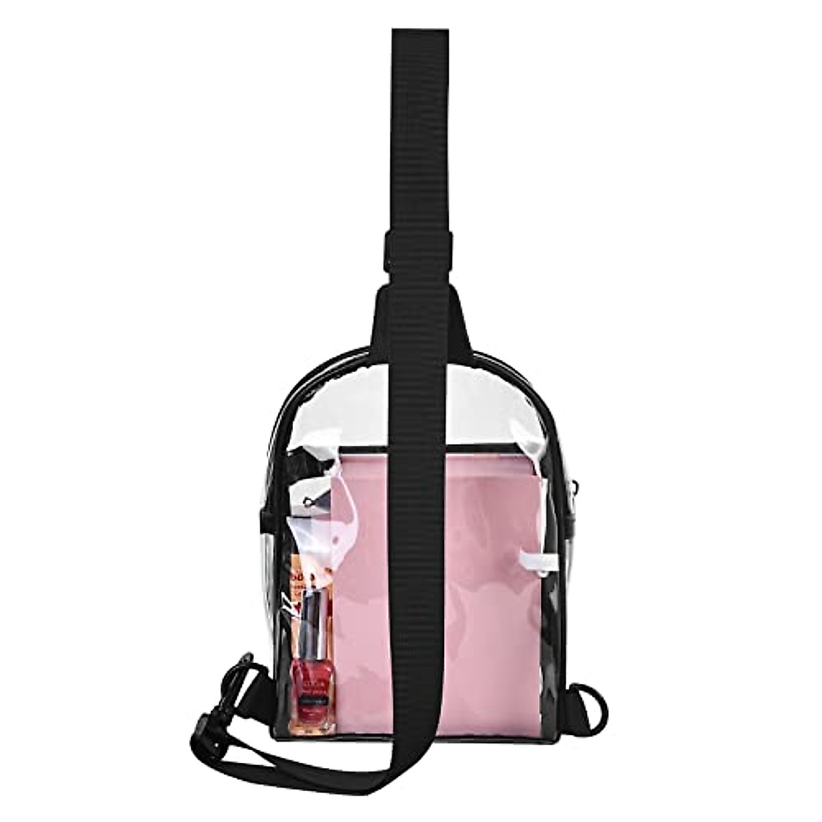 UEASE Small Clear Sling Bag for Men Women/Stadium Approved Mini Sling Backpack/Transparent Casual Chest Daypack for Concert Festival Hiking Walking Biking Travel Cycling