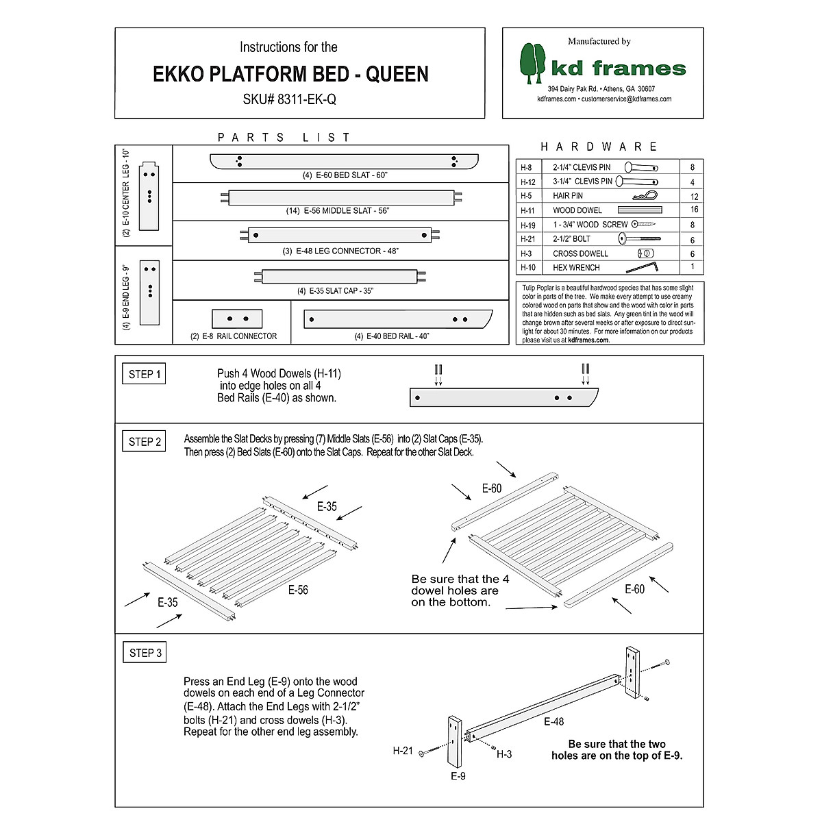 KD Frames Ekko Platform Bed - Queen Bed Frame - Unfinished Wood Bed Frame - Natural, Minimalist Bed - Floating Bed Design - Easy Assembly, No Box Spring Needed - Solid Wood Queen Platform Bed