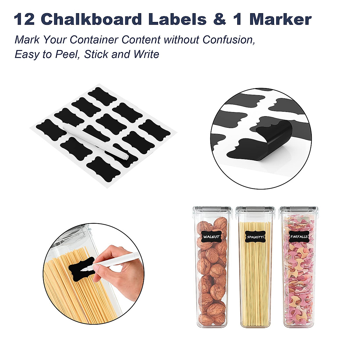 Pasta Containers, 2 Pk 2.8L Airtight Food Storage Containers, Spaghetti Containers for Pantry Organization and Storage, Kitchen Storage Containers for Noodles, Plastic Canisters with Durable Lids