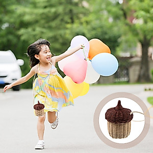 1Pc Rattan Woven Basket Bags Acorn Shaped Basket Wicker Straw Purse Rattan Bag Handwoven Crossbody Bag Mushroom Basket Wicker Basket for Girls Women
