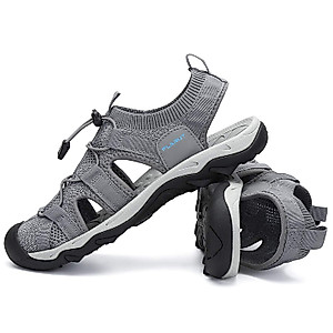 FLARUT Men's Sport Sandals Outdoor Hiking Sandals Closed Toe Mesh Athletic Lightweight Trail Walking Casual Sandals Water Shoes (C-Gray,40)