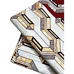 Vkceeool African Ankara Print Fabric Kente Wax Fabric Dashiki Tribal Fabric (1 Yard, Fabic A10)