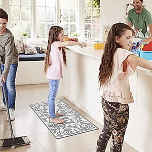 Large Kitchen Mats Anti Fatigue, 2 - Pack MojiDecor Thicken Kitchen Rugs Standing Pads Durable Stain Resistant Non-Slip Memory PVC Floor Mats (17.8 x 47.2Inch)& (17.8 x 30Inch) for Home Garage Office