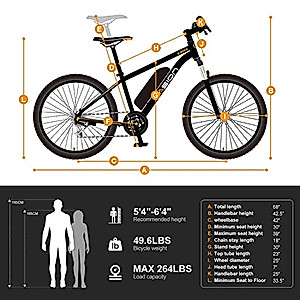 Jasion EB5 Electric Bike for Adults with 360Wh Removable Battery, 40Miles 20MPH Commuting Electric Mountain Bike with 350W Brushless Motor, Shimano 7 Speed, 26" Tires and Front Fork Suspension