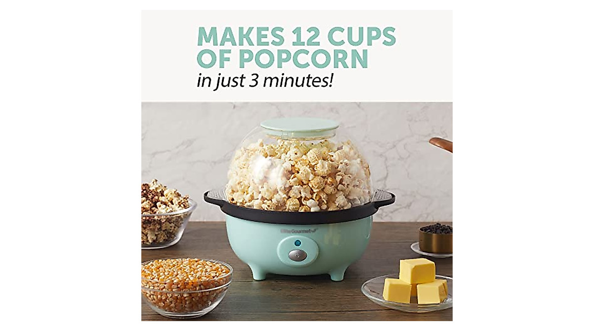 Elite Gourmet Mint Popcorn Maker - Fast, Easy & Safe for Family Fun