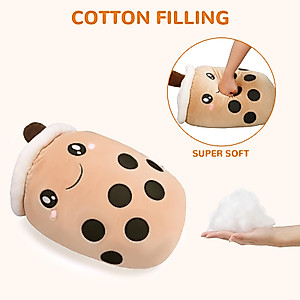 PLYFOU 11.8 Inch Bubble Tea Plush, Kawaii Plushies Bubble, Jumbo Bubble Milk Tea Toy, Bubble Tea Pillow, Bubble Tea Stuffed for Girls Brown, Idea for Girls