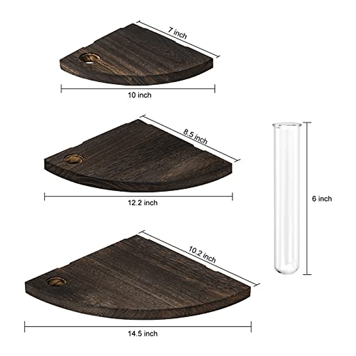 HYPOSFEE Corner Wall Shelf Set of 3, Floating Corner Shelves for Wall, Rustic Wood Wall Storage Display Shelves for Living Room Bedroom Bathroom Kitchen