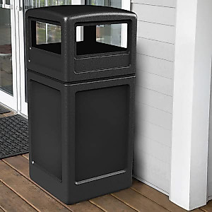 42 Gallon Square Waste Container and Dome Lid Set, Big Trash Can, Outdoor Trash Can for Patio, Outdoor Trash Can with Lid, Garbage Can, Recycle Bin, Exterior Trash Can