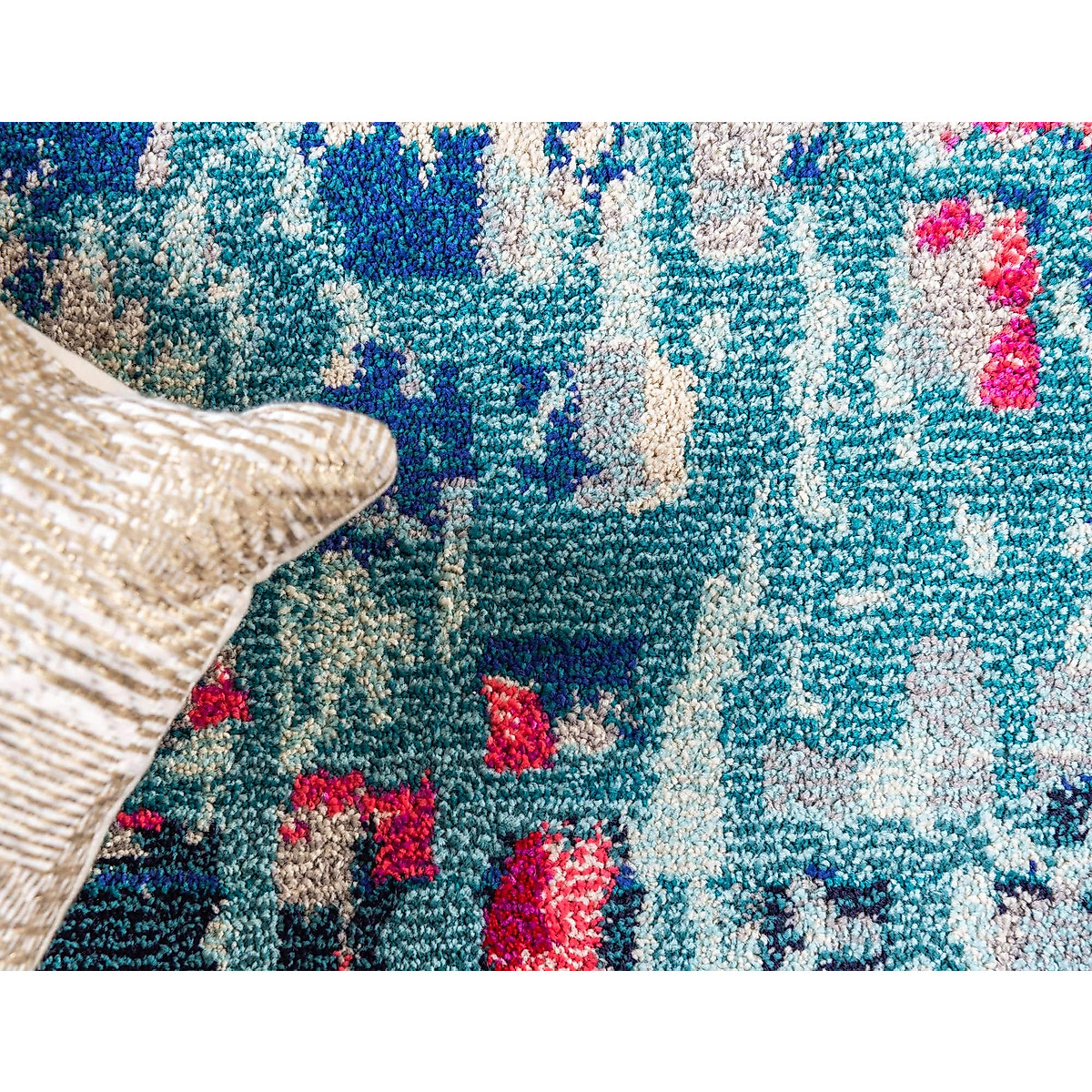 SAFAVIEH Jardin Collection Colorful, Vibrant, Abstract, Modern Area Rug, 5 x 8 ft, Blue/Pink