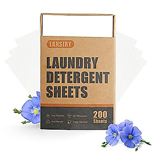 LANSIRY Laundry Detergent Sheets - 200 Loads Fresh Linen Scent Washing Detergent Strips, Compact Lightweight Liquidless Eco-Friendly Hypoallergenic Portable Soap Sheets for Save Space and Travel