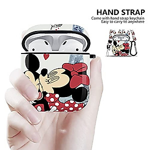 Airpods Case Designed for Apple AirPods 2 & 1,Full Protective Case Cover with Keychain and Lanyard,Shockproof Anti Case for Airpods Charging Case (Mickey and Minnie)