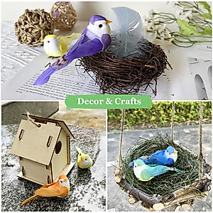 LWINGFLYER 12pcs Clip on Artificial Simulation Foam Feather Birds 3.5in Mini Love Birds for Craft Home Ornaments Garden Wedding Decoration Embellishing (Clip)