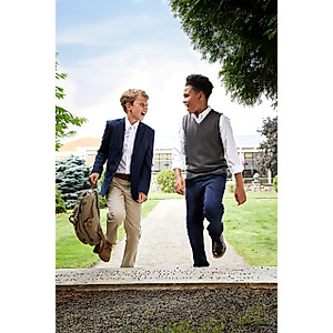 French Toast Boys' Big Pull-on Relaxed Fit School Uniform Pant (Standard & Husky), Navy, 8