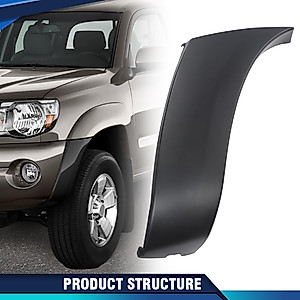 PIT66 New Front Driver Side Left Bumper End Cap Compatible With Toyota Tacoma 2WD/4WD (except X-Runner) Fender Flare Extension 2005-2011 5211304020