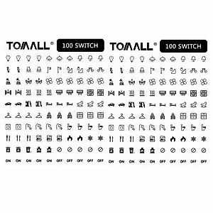 TOMALL 200Pcs Light Switch Labels Icon Stickers Household Transparent Light Fan Heater Bed Bathroom Kitchen Garage Laundry Room Switch Label Graphic Kit for Home Office School Hotel Public Places