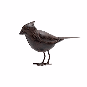 Decorative Small Nostalgia Style Cute Bird Art Iron Sculpture Figurine Home & Office & Garden Decoration, Rust/Brown (Cardinal Bird)