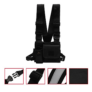Sarcia Radio Chest Harness Chest Front Pack Pouch Holster Vest Rig for Motorola Midland Kenwood Baofeng Retevis Walkie Talkie with Reflective Strips Shoulder